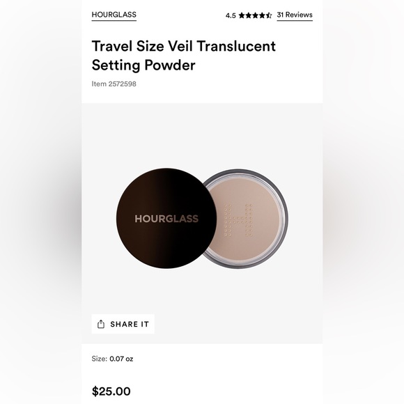 Hourglass | Makeup | Hourglass Veil Translucent Setting Powder | Poshmark